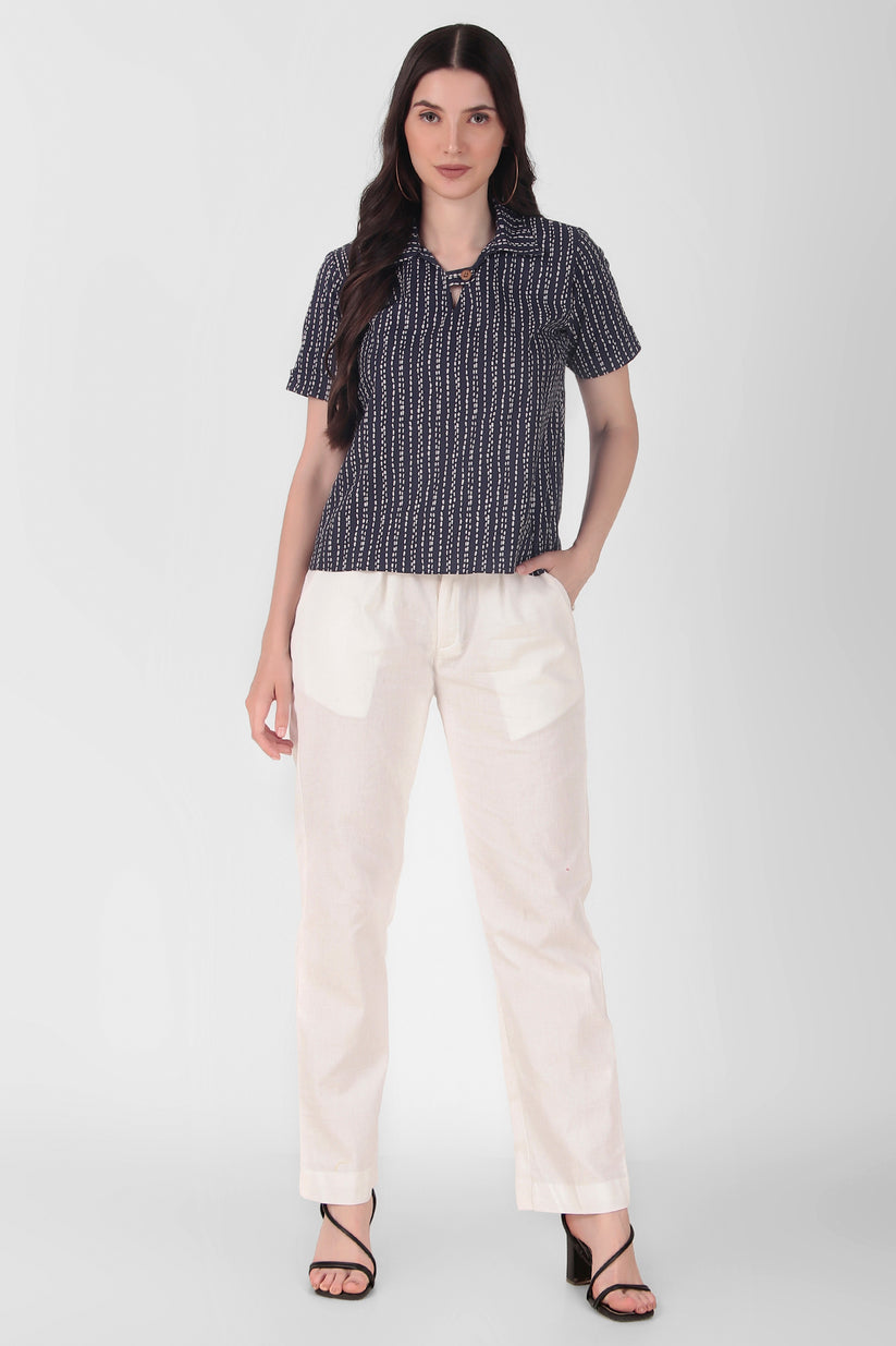 Chest Button Top - Indigo – Interweave